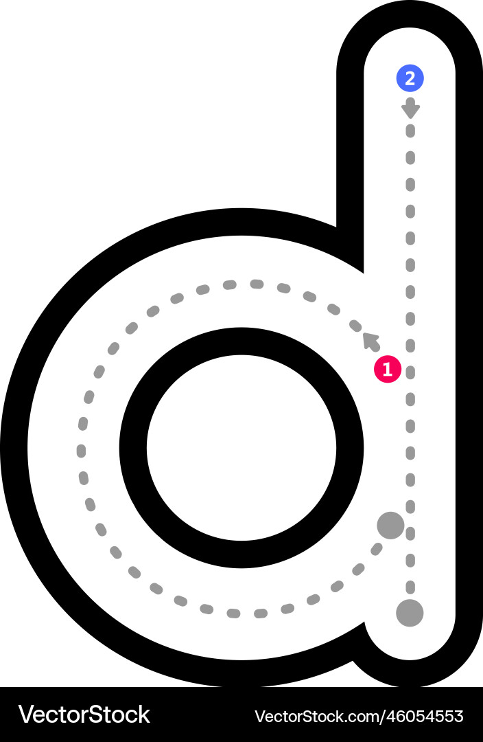Tracing alphabet letter d lowercase prewriting Vector Image