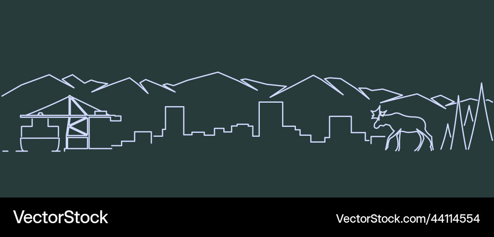 Anchorage single line skyline profile Royalty Free Vector