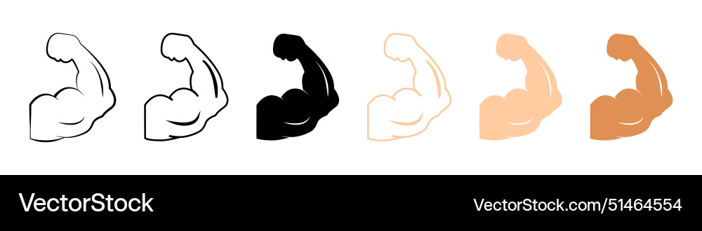 Arm muscle flex strong emoji line icon Royalty Free Vector