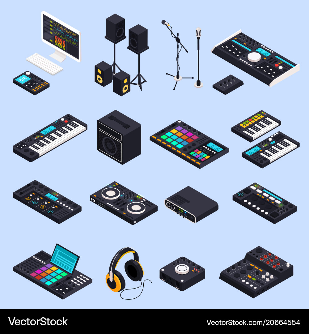 Audio Equipment Icons - Studio Gear Royalty Free Vector