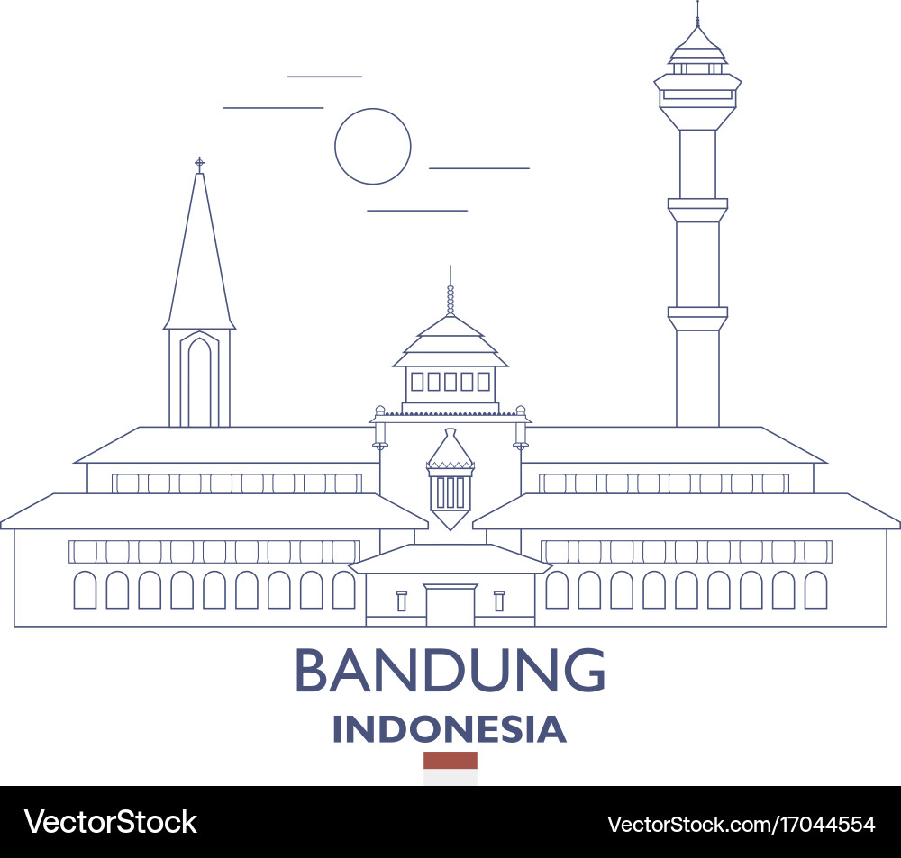 Bandung City Skyline, Indonesia Royalty Free Vector Image