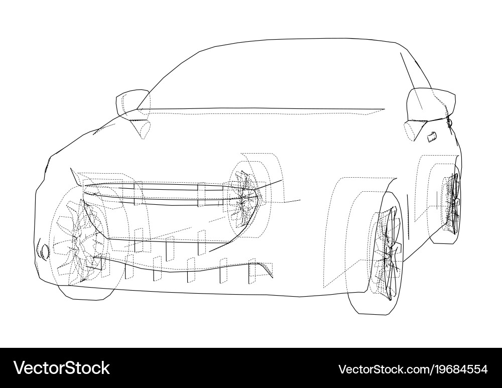 Car outline drawing Royalty Free Vector Image - VectorStock