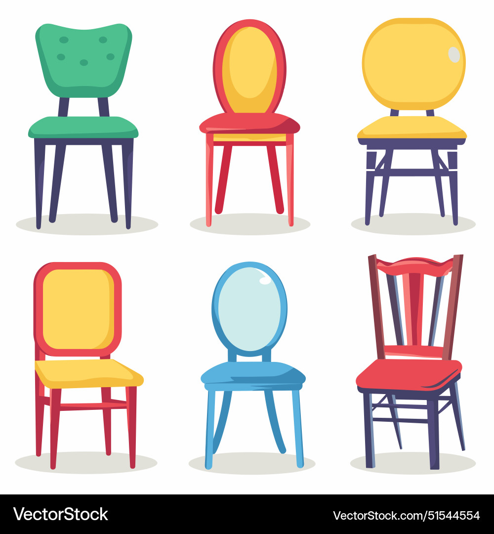 Collection colorful chairs flat design style Vector Image