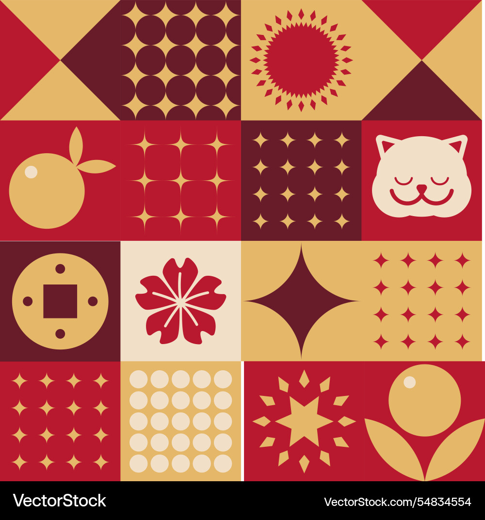 Golden motif tile pattern artwork Royalty Free Vector Image