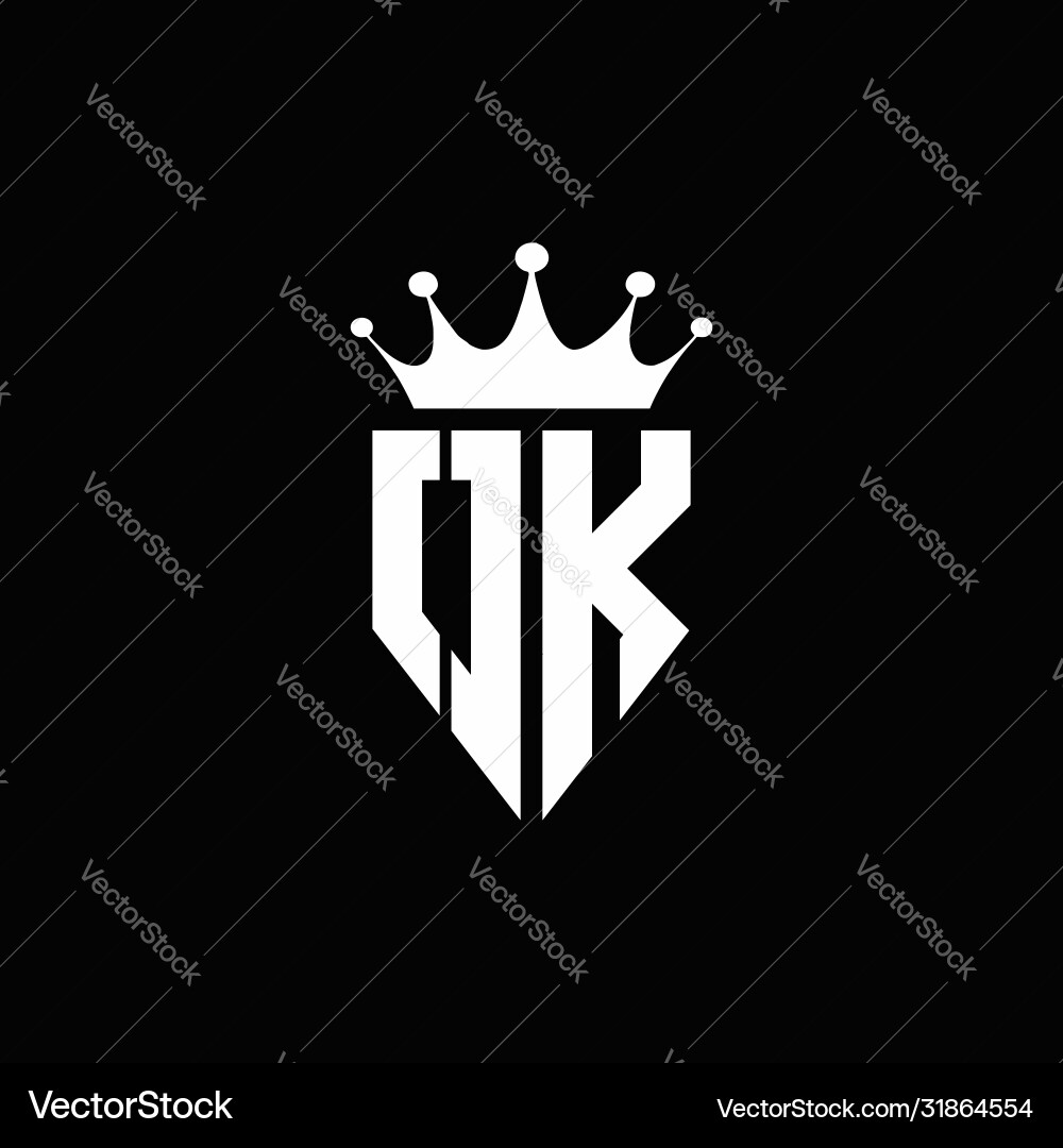 Ok logo monogram emblem style with crown shape Vector Image