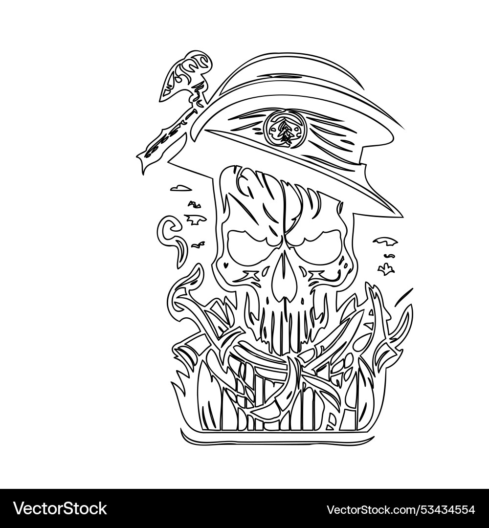 Pirate outline sketch Royalty Free Vector Image