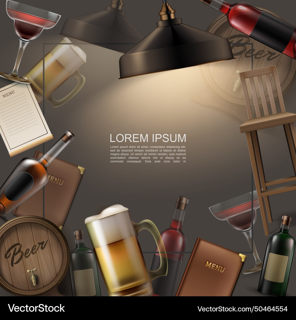 Realistic pub colorful template Royalty Free Vector Image