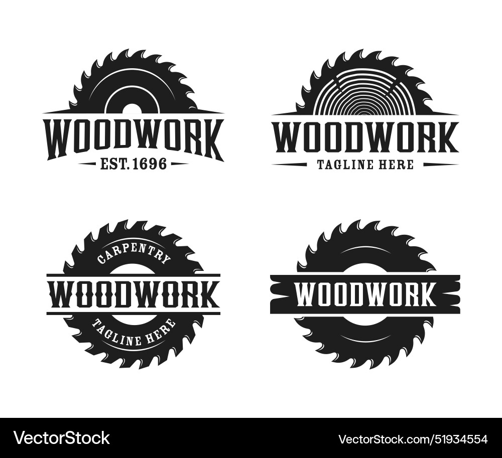 Set of carpentry woodworking logo design Vector Image
