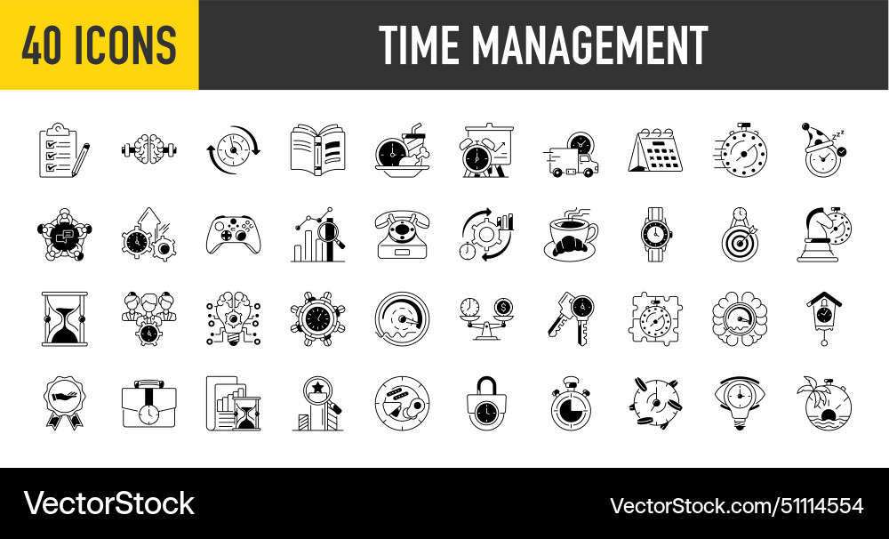 Time management icon set Royalty Free Vector Image