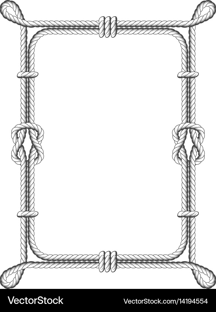 Twisted rope square frames with knots and loops Vector Image