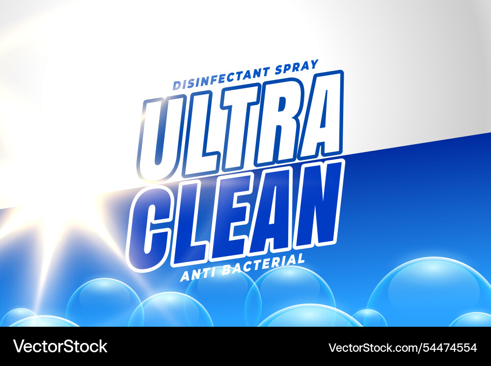 Ultra clean detergent bleach powder label with Vector Image