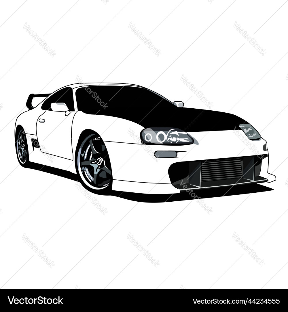 Black and White Supra Race Car Royalty Free Vector Image