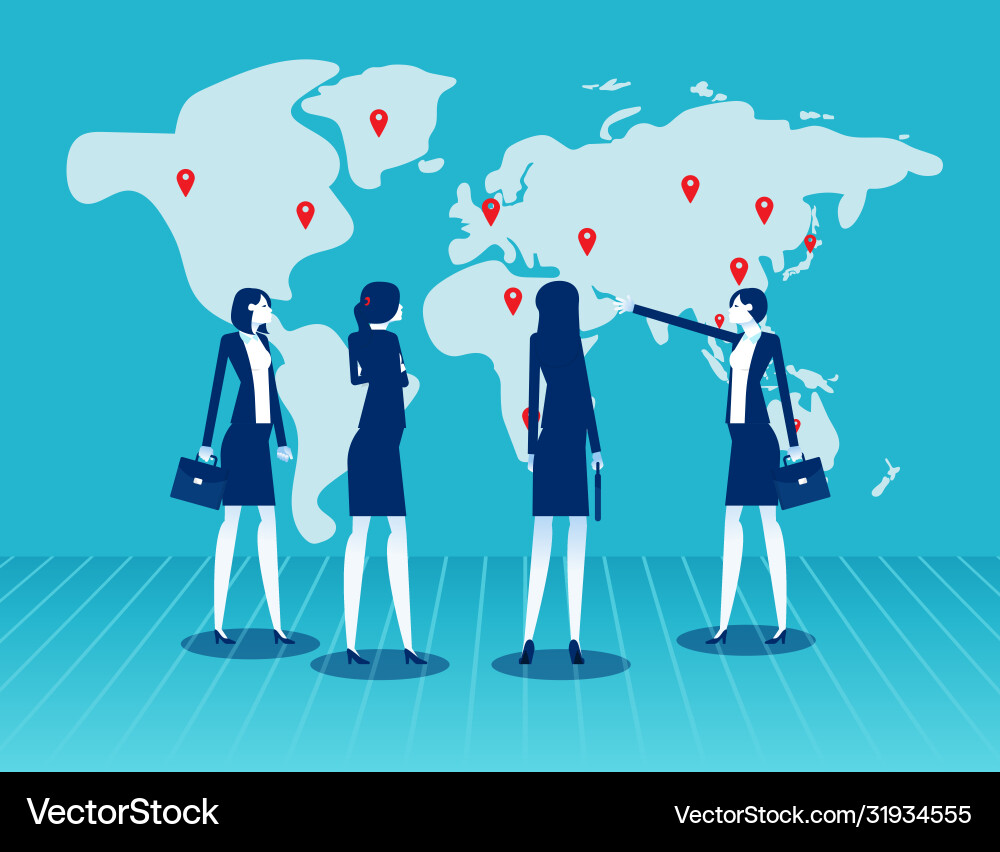 Business company extension world map branch Vector Image