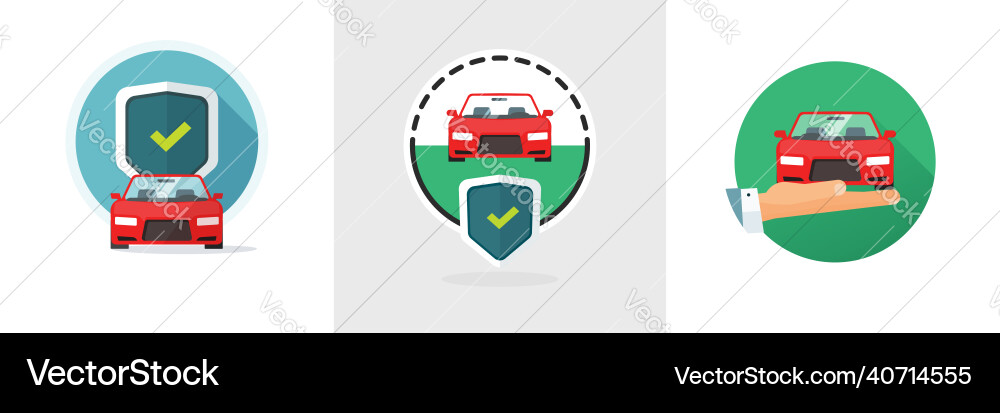 Car insurance secure icon with shield Royalty Free Vector