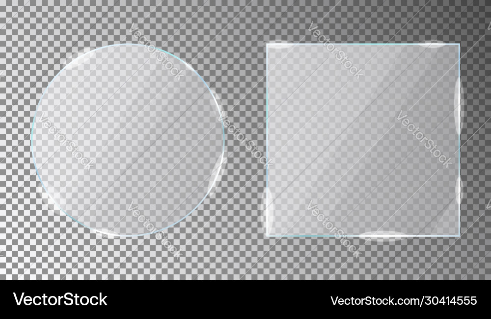 Glass plates set in circle and square shape Vector Image