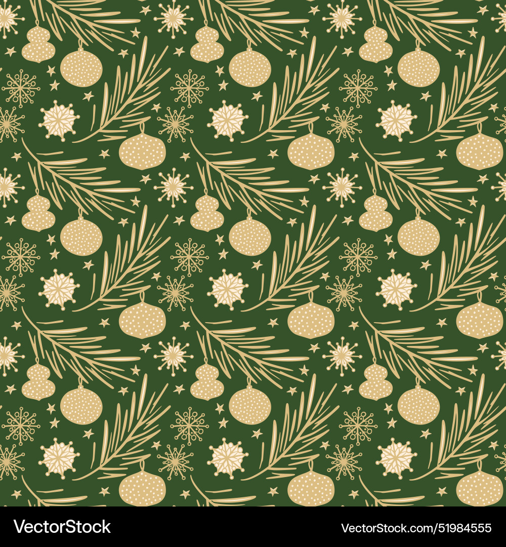 Green cute hand drawn retro seamless pattern Vector Image