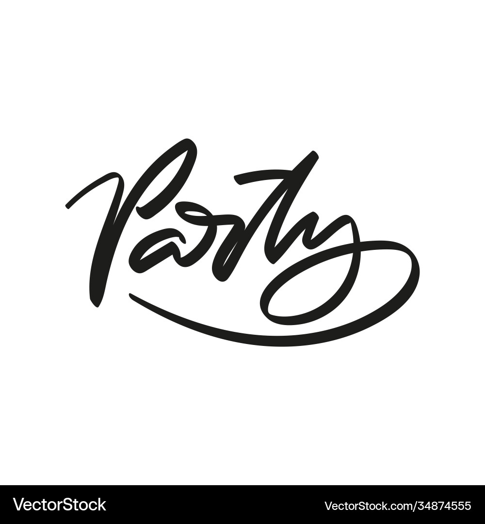 Handwriting party Royalty Free Vector Image - VectorStock