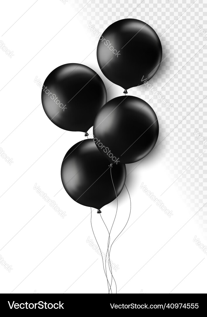 Realistic black 3d balloons isolated Royalty Free Vector