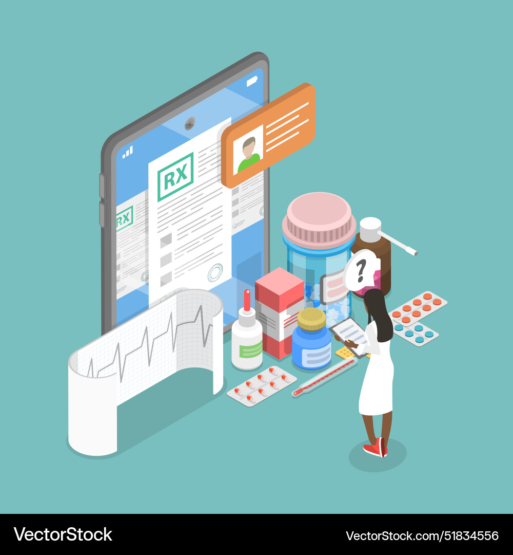 3d isometric flat of doctor Royalty Free Vector Image