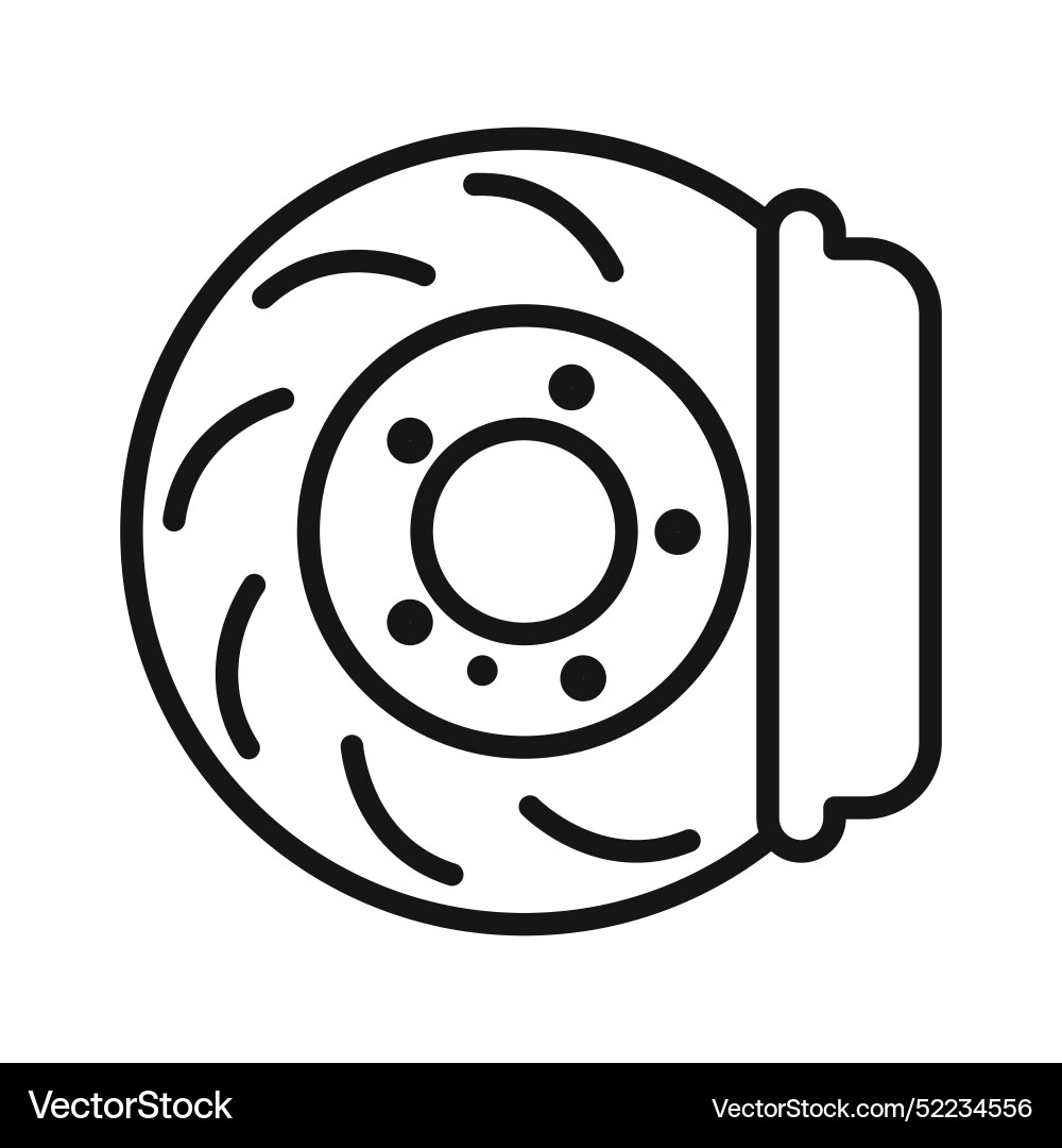 Car brake disk with caliper icon black line art Vector Image
