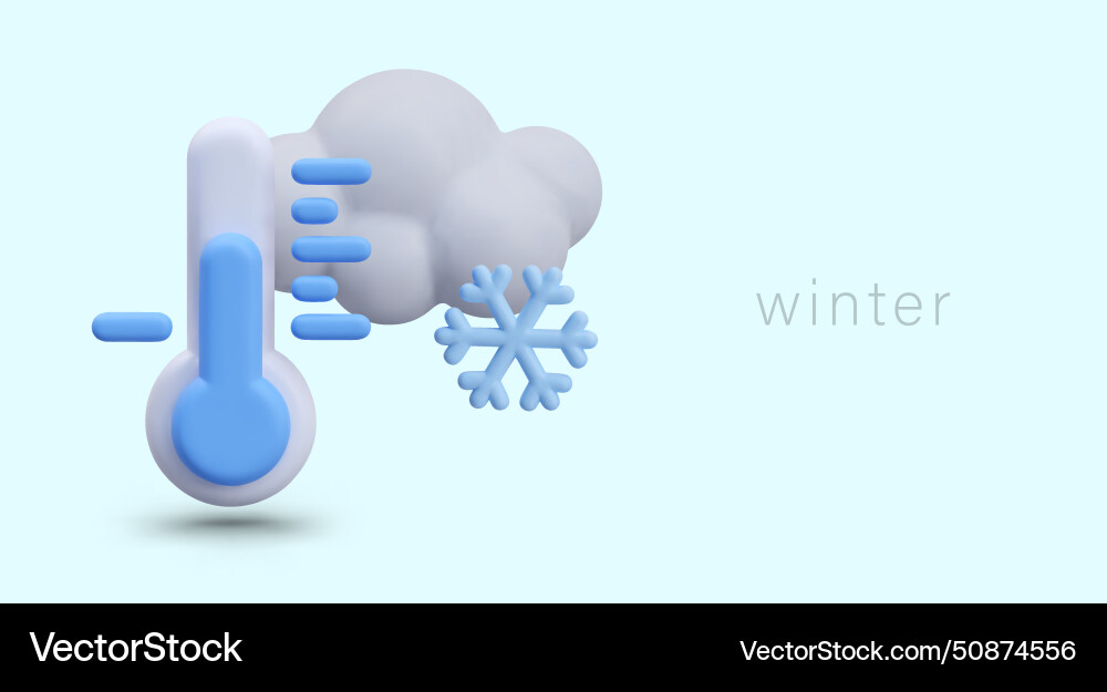 Concept of winter blue thermometer cloud Vector Image