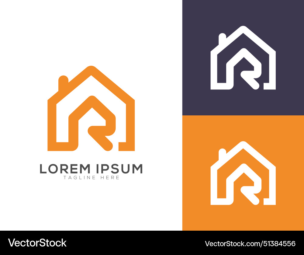 Creative r letter home logo design Royalty Free Vector Image