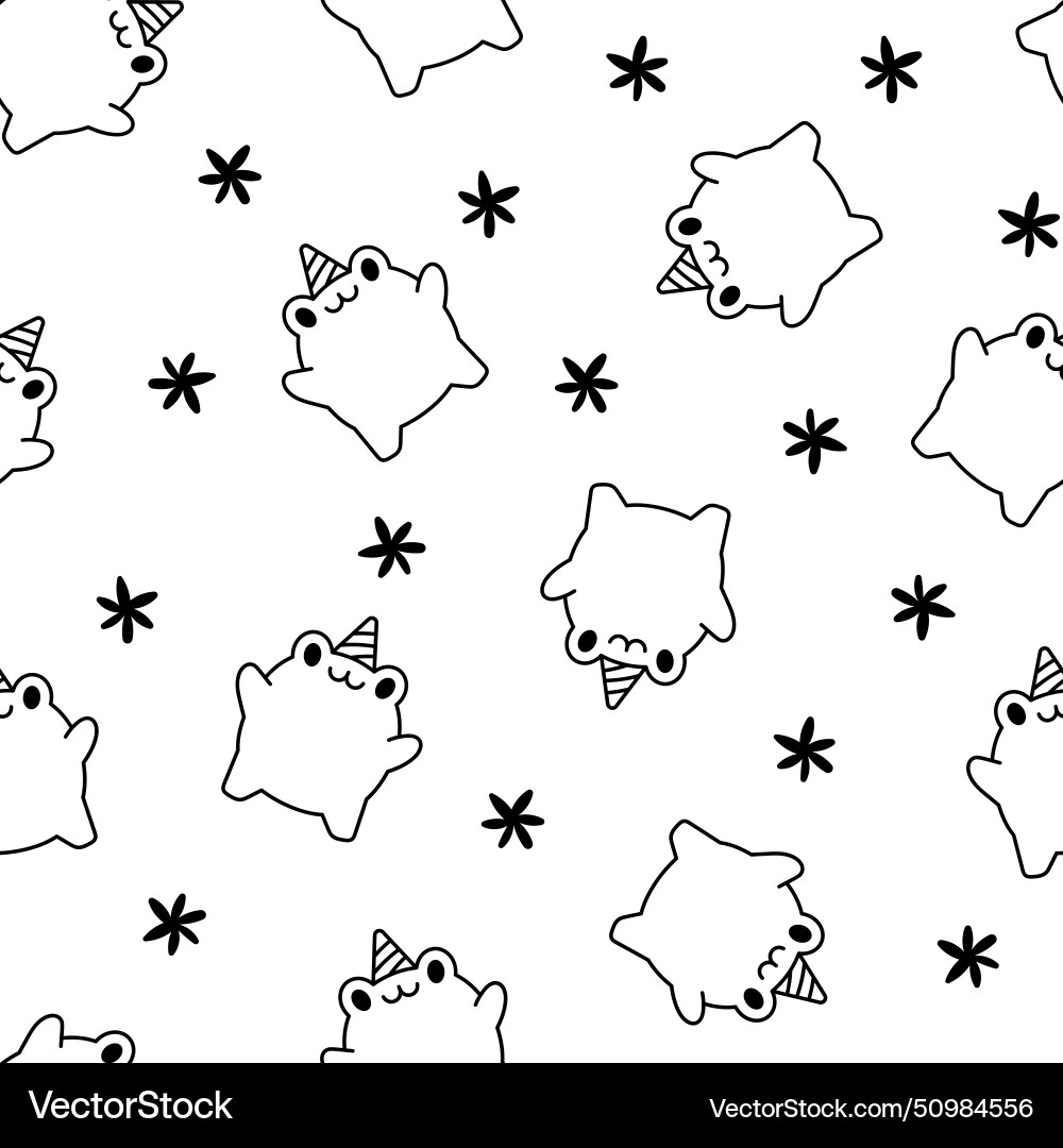 Frog seamless pattern coloring page Royalty Free Vector