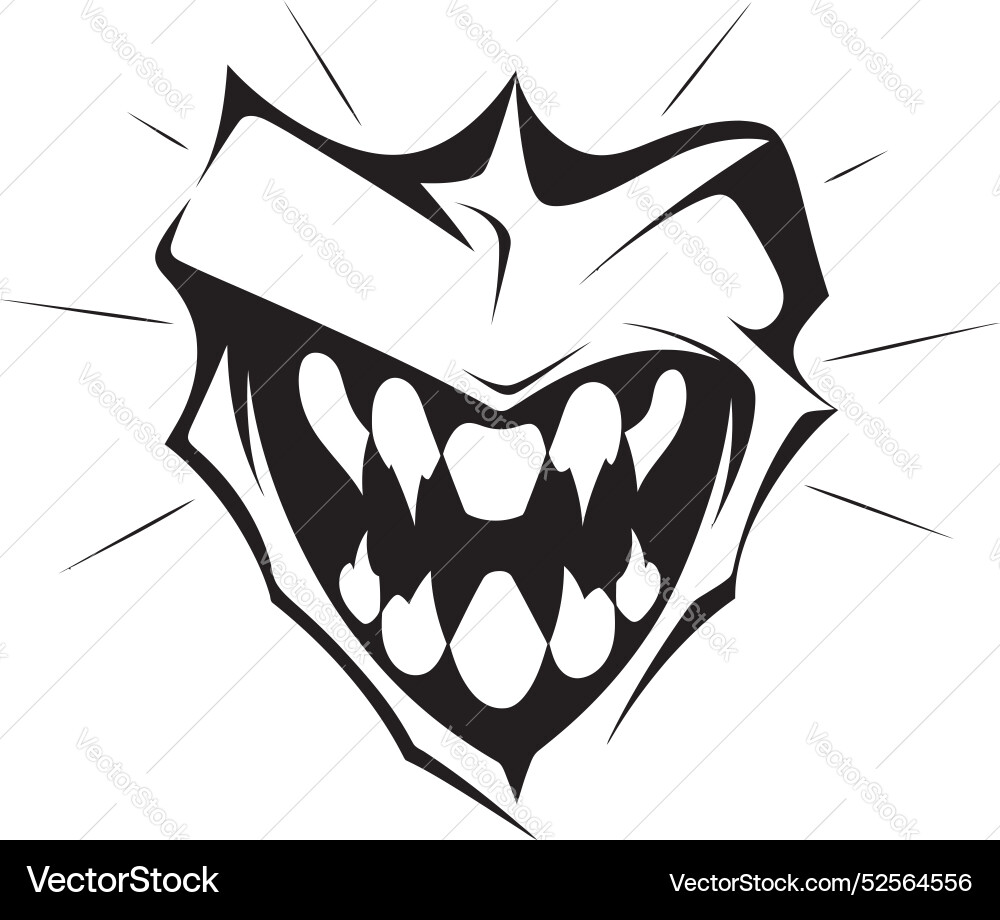 Malicious bite evil mouth graphic diabolical grin Vector Image