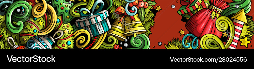 New year hand drawn doodle banner cartoon Vector Image