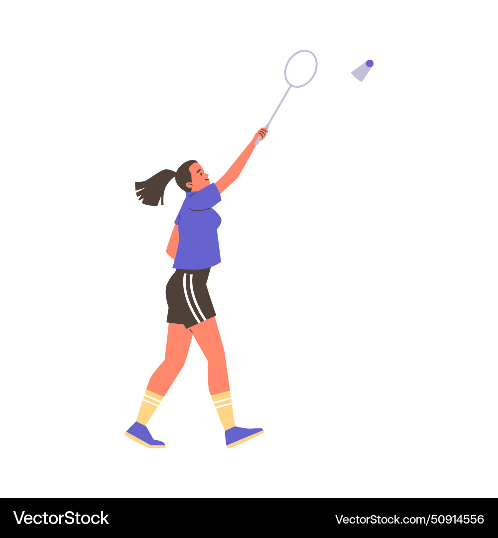 Professional badminton player raise hand up Vector Image