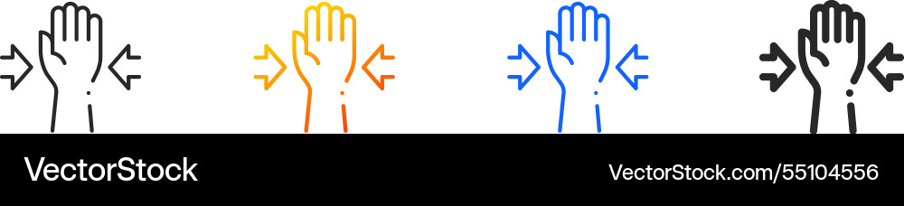 Raise hand iconthin linear gradient blue stroke Vector Image