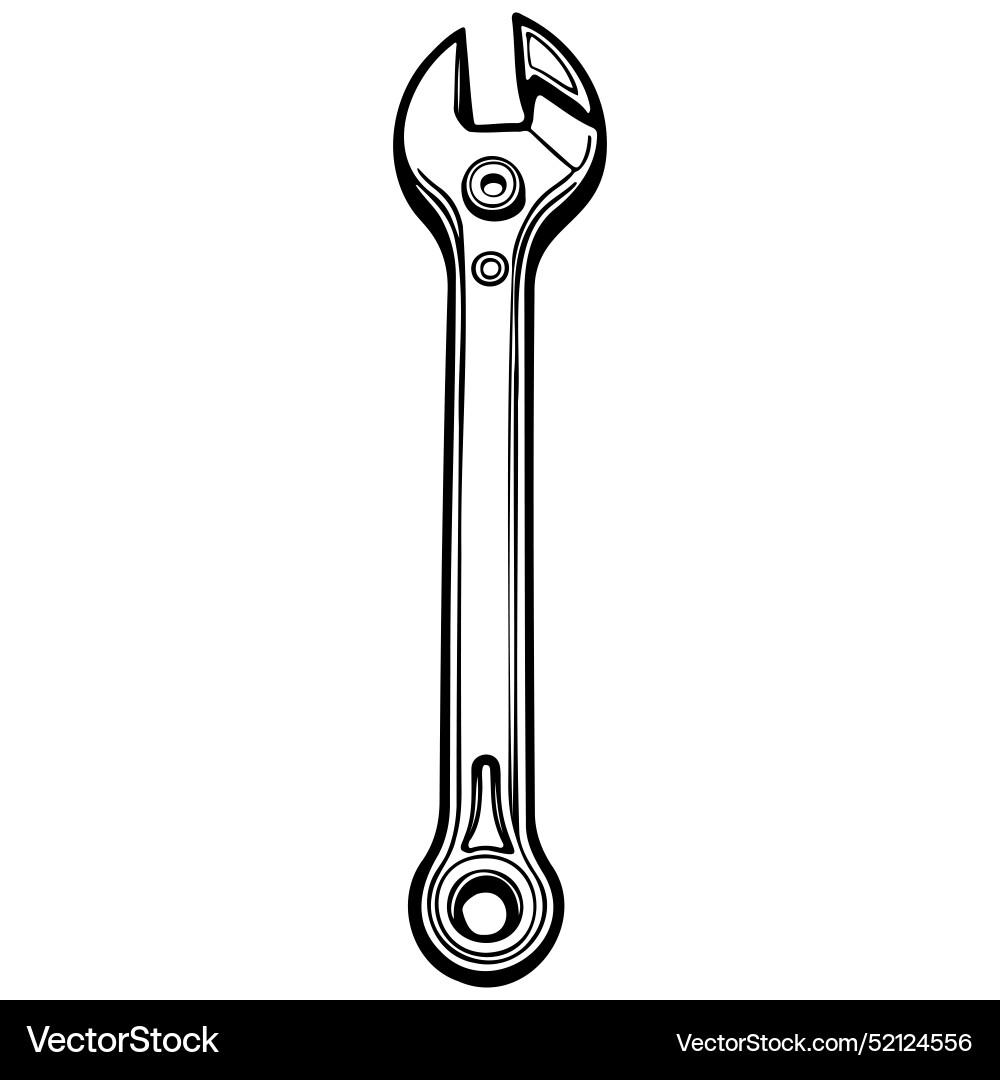 Realistic wrench drawing hand Royalty Free Vector Image