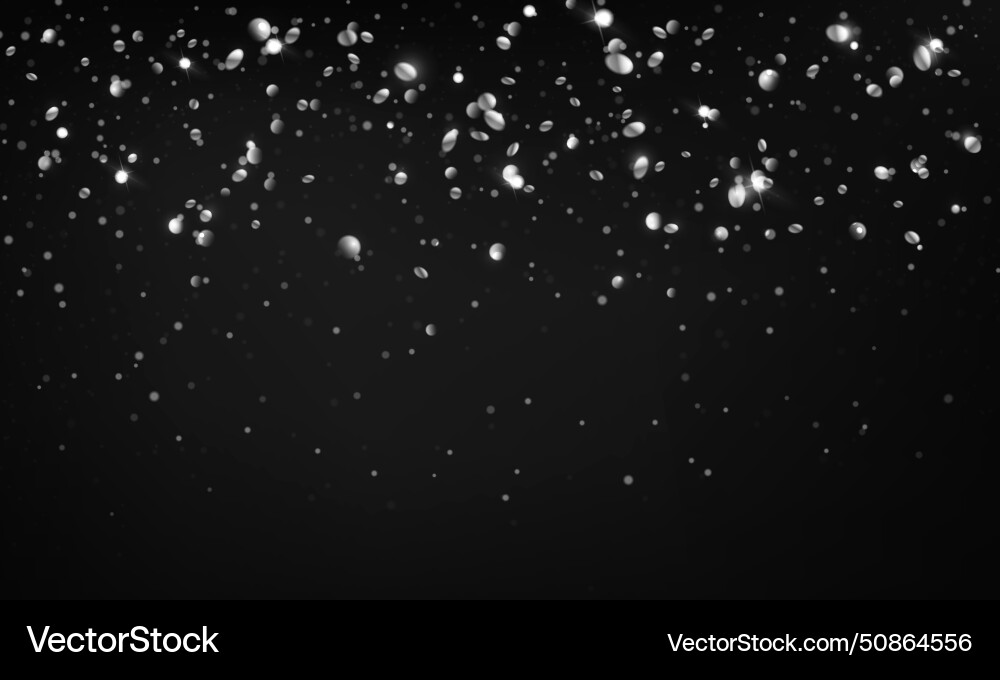 Twinkling silver glitter drops realistic Vector Image
