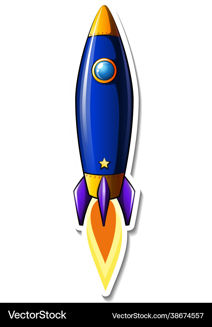 A sticker template with rocket space cartoon Vector Image