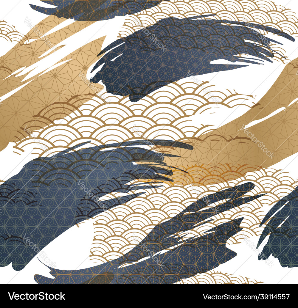 Abstract seamless background with japanese gold Vector Image