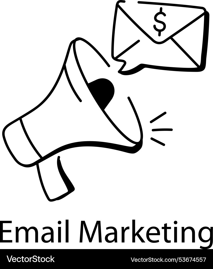 Basic rgba sketchy style icon of email marketing Vector Image