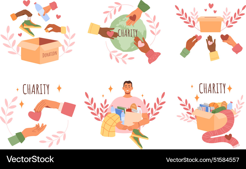 Charity donation people giving donations Vector Image