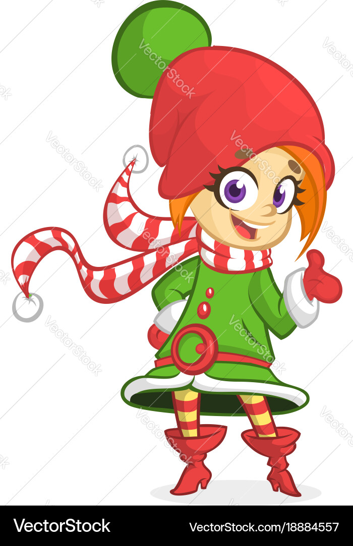 Cute santa helper girl Royalty Free Vector Image