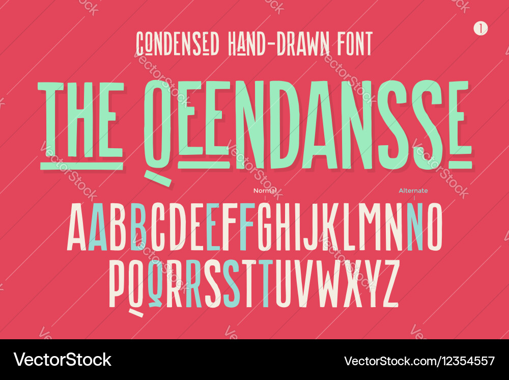 Hand-drawn condensed alphabet and font part one Vector Image