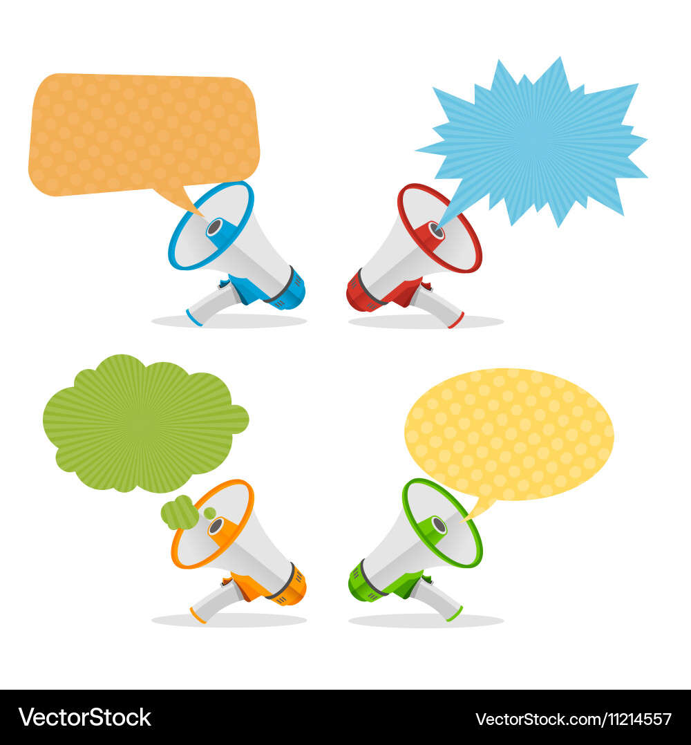 Megaphone banners bubbles speech Royalty Free Vector Image