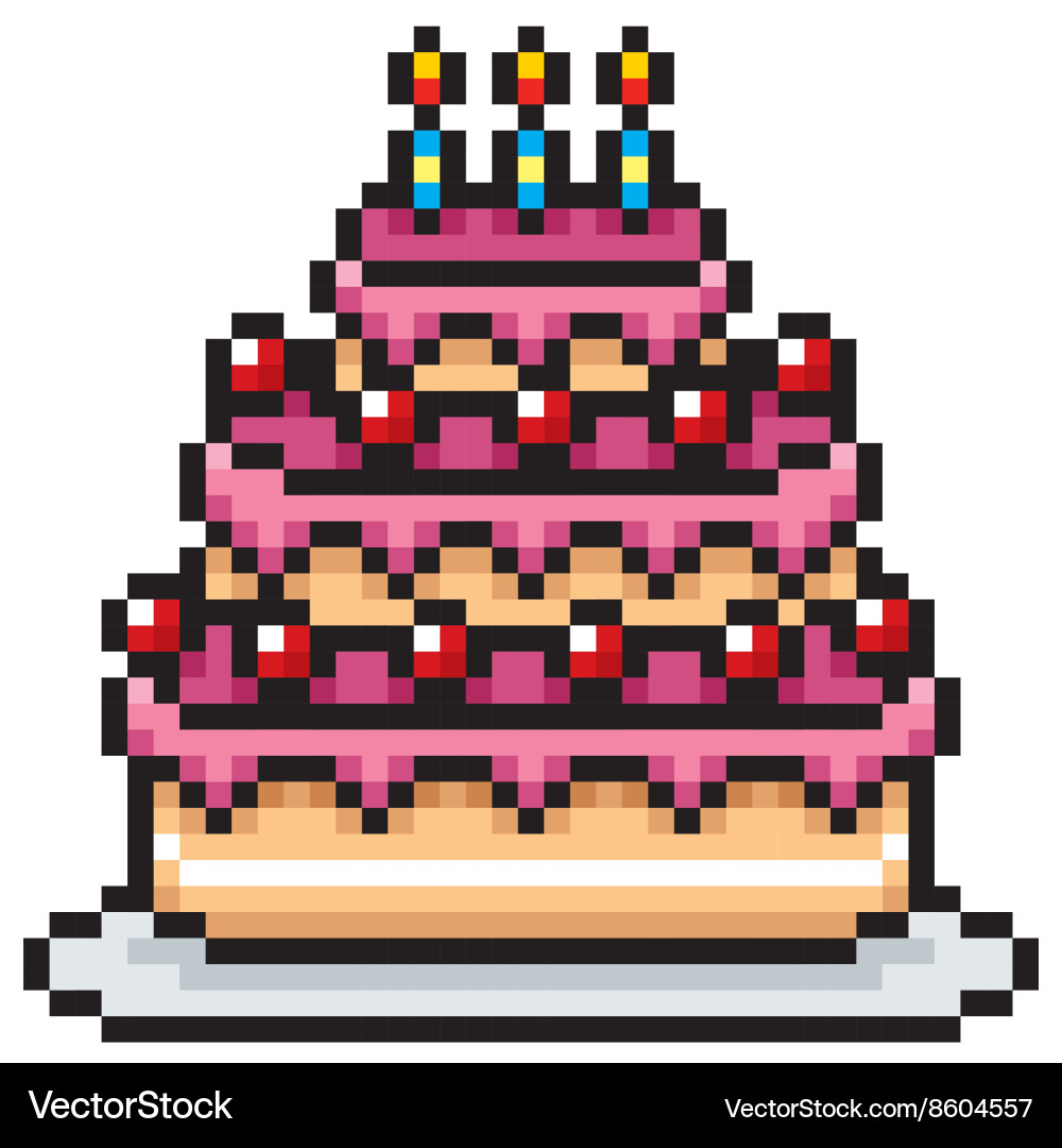 Pixel Birthday Cake Royalty Free Vector Image - VectorStock