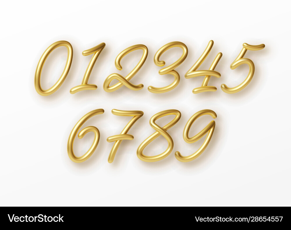 Realistic 3d lettering numbers isolated on white Vector Image
