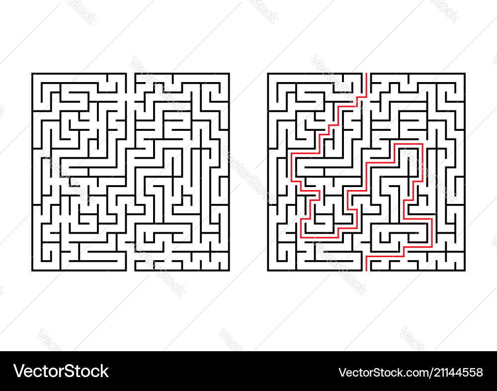 Abstract square maze simple flat isolated Vector Image