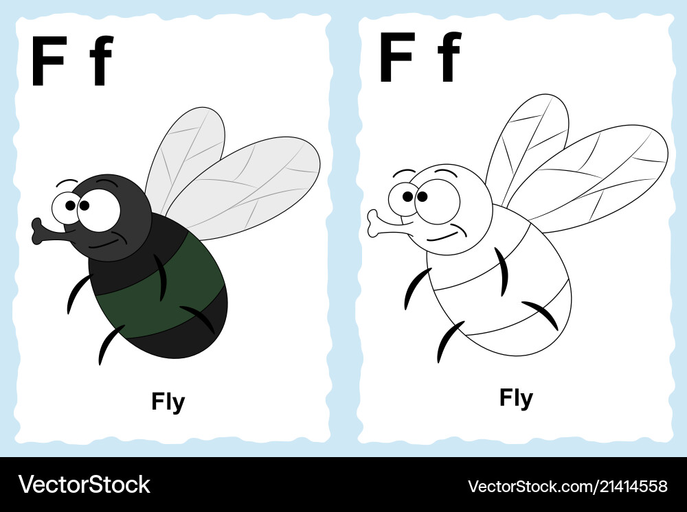 Alphabet coloring book page with outline clip art Vector Image