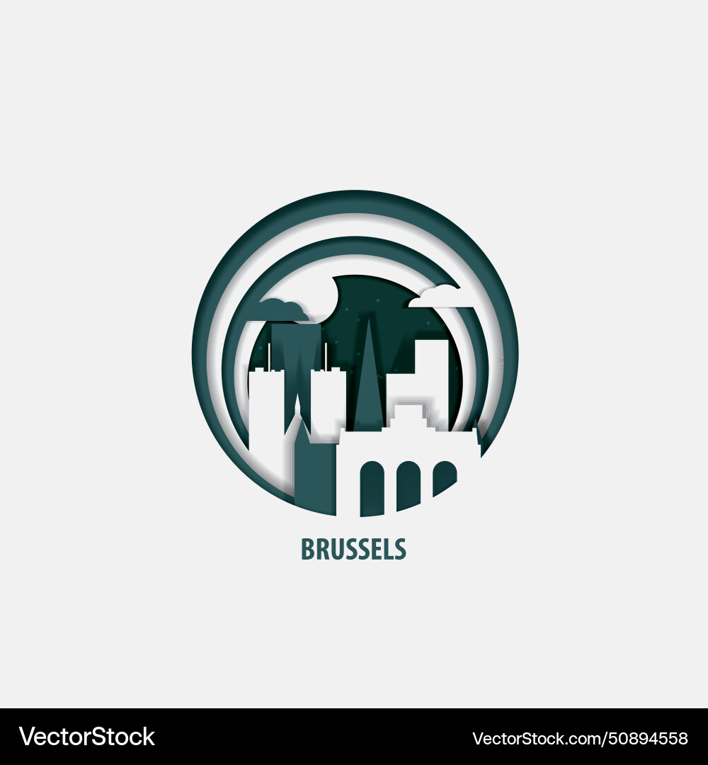 Brussels city paper cut isolated Royalty Free Vector Image
