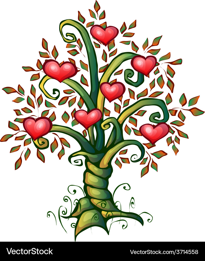 Cartoon love tree Royalty Free Vector Image - VectorStock