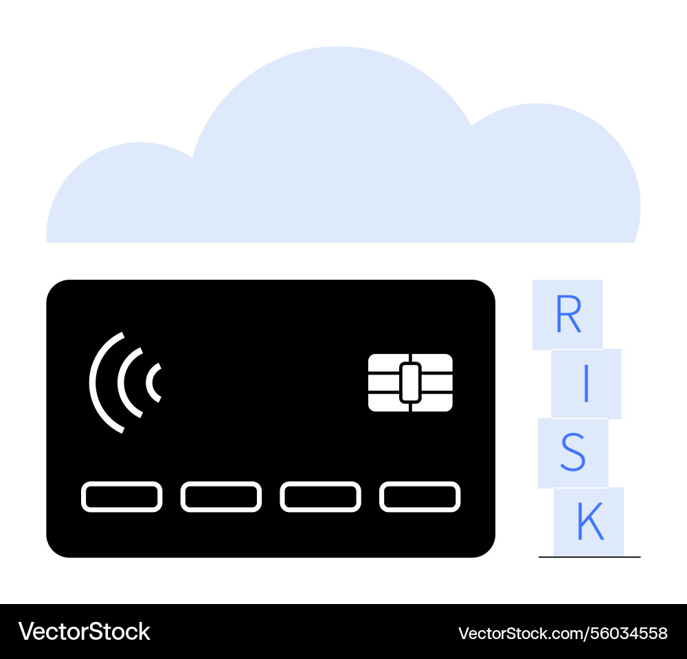 Credit card with contactless feature under cloud Vector Image