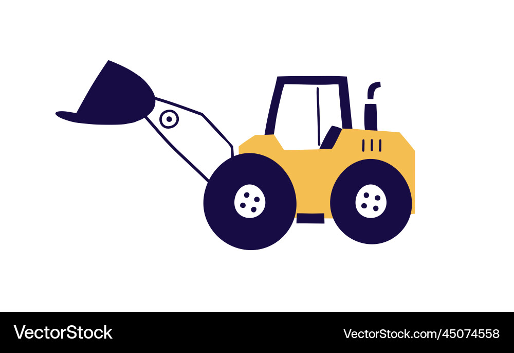 Cute tractor with ladle dipper construction Vector Image