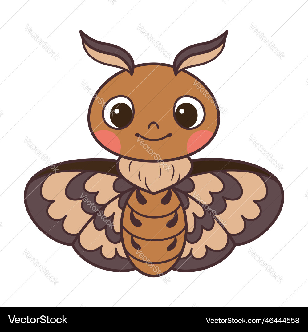 Doodle Cute Moth Cartoon Royalty Free Vector Image