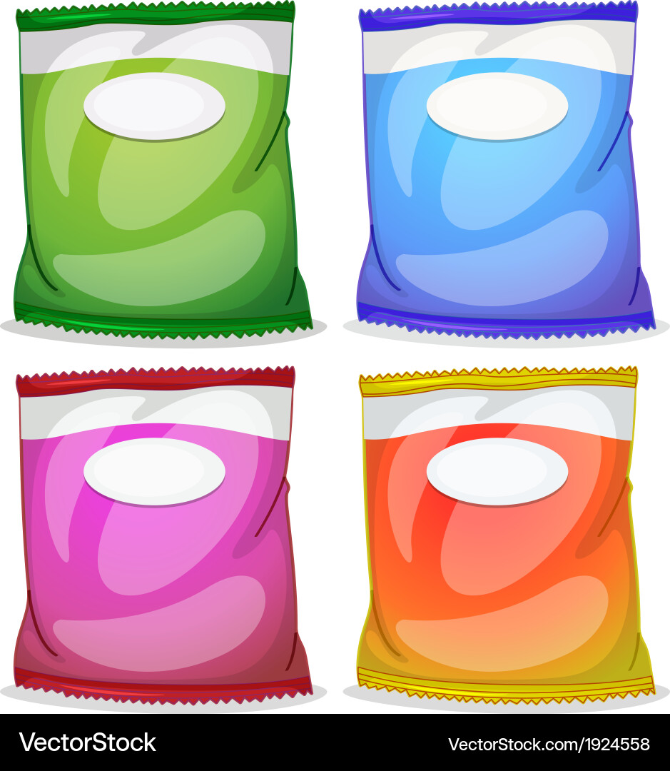 Four packs with empty labels Royalty Free Vector Image